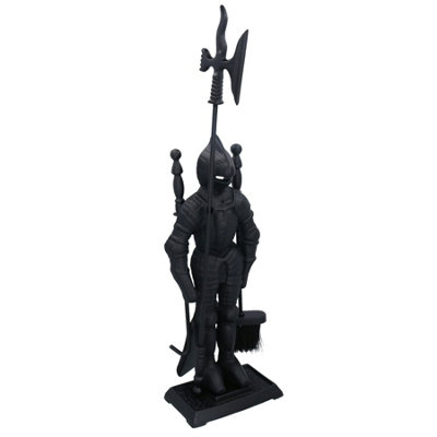 Knight Soldier Log Burner Fireside Fireplace Companion Set 72 x 21 x 12 ...