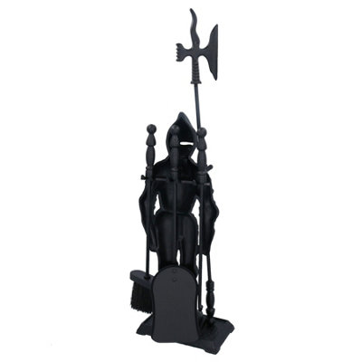 Knight Soldier Log Burner Fireside Fireplace Companion Set 72 x 21 x 12 ...