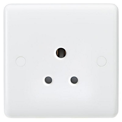 Knightsbridge Curved Edge 5A Unswitched Round Pin Socket - White - CU5U
