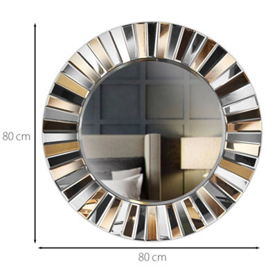 Knightsbridge - Luxury Large Round Wall Mirror Bevelled Decorative 3D ...