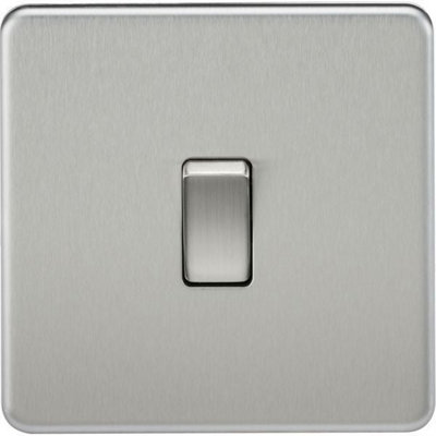 Knightsbridge Screwless Single Switch 1 Gang 10AX 2-Way Brushed Chrome ...