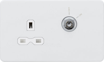Knightsbridge SFR9LOCKMW 13A 1G DP Lockable socket - Matt White with ...
