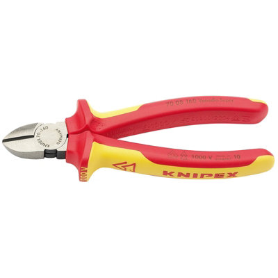 Knipex 70 08 160UKSBE VDE Fully Insulated Diagonal Side Cutters, 160mm ...