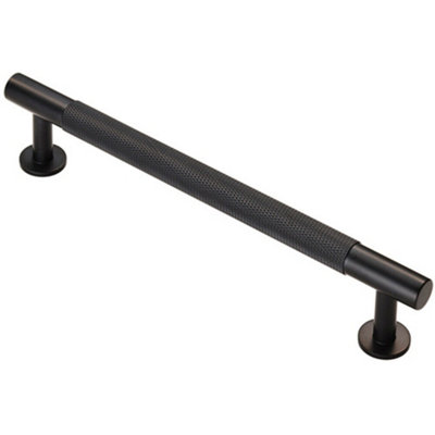 Knurled Bar Door Pull Handle 190 x 13mm 160mm Fixing Centres Matt Black ...