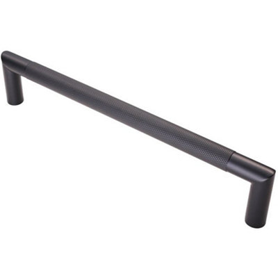 Knurled Mitred Door Pull Handle 320 x 20mm 300mm Fixing Centres Matt Black