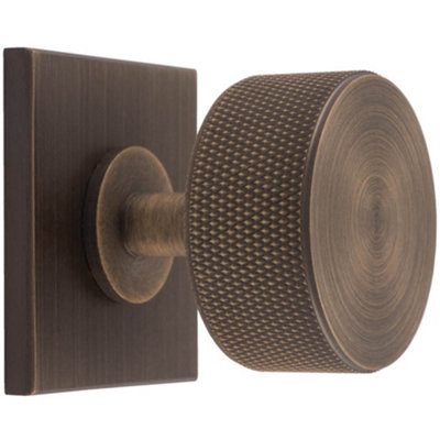 Knurled Radio Cabinet Door Knob & Matching Backplate - Antique Brass 40 ...