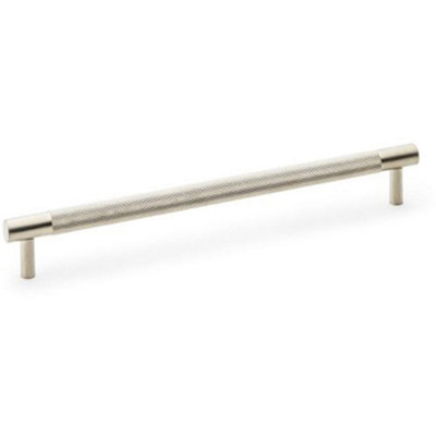 Knurled T Bar Door Pull Handle - Satin Nickel - 224mm Centres Premium ...
