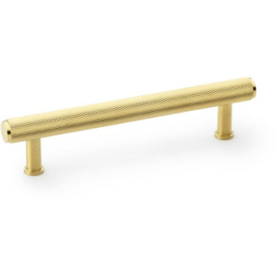 Knurled T Bar Pull Handle - Satin Brass - 128mm Centres Premium Drawer ...