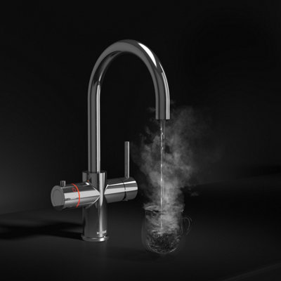 Koba Chrome 3 in 1 Swan Neck Spout Boiling Tap Inc Hot Water Tank and ...