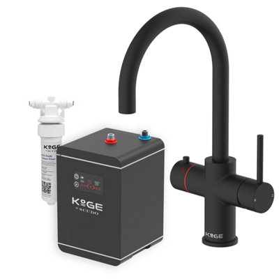 KOGE 98c Boiling Water Tap 3-in-1 Swan Spout Matte Black with Tank and ...