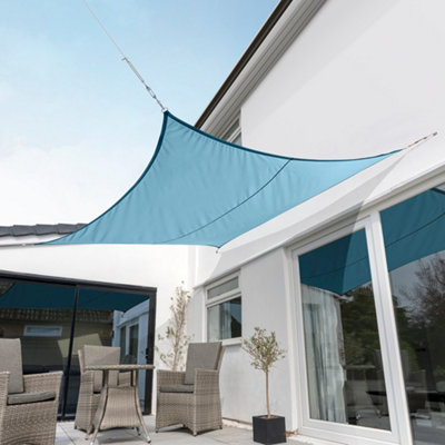 Kookaburra 5.4m Square Waterproof Azure Garden Patio Sun Shade Sail ...