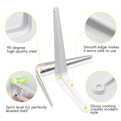 KOOLPUG White Shelf Brackets 2 Pack 6x8 Inch Shelving brackets with ...