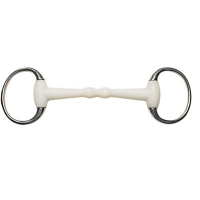 Korsteel Flexi Mullen Mouth Eggbutt Snaffle Bit Ivory (4.5in)