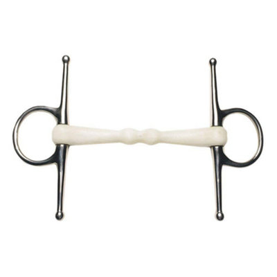 Korsteel Flexi Mullen Mouth Full Cheek Snaffle Bit Ivory (5in)