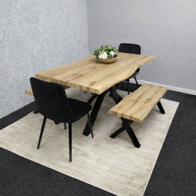 Kosy Koala Dining Table Set With 2 Black Velvet Chairs And Bench Dining ...