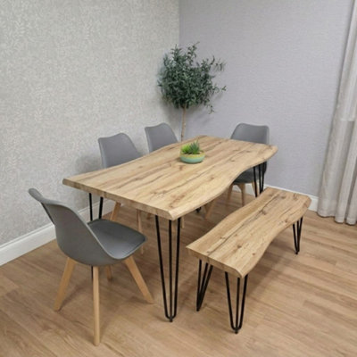 KOSY KOALA Modern Dining Table 140cm with 4 Grey Chairs and Stone Grey ...