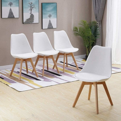 KOSY KOALA Modern Dining Table 140cm with 4 White Chairs and Stone Grey ...