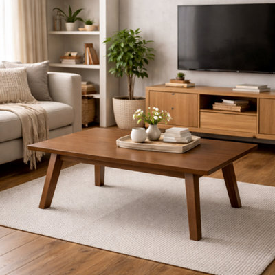 Kotka Minimalist Dark Oak Rectangular Coffee Table, Smoked Oak Veneer ...