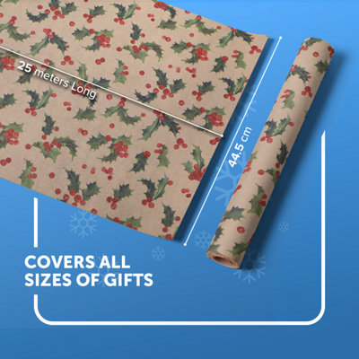 Kraft & Co 2 Pack Christmas Wrapping Paper Roll (Bells)