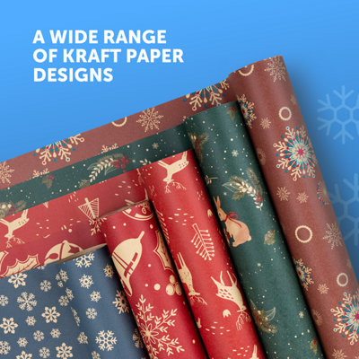 Kraft & Co 2 Pack Christmas Wrapping Paper Roll (Bells)