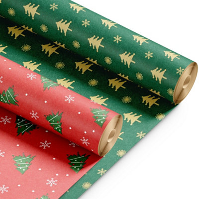 Kraft & Co 2 Pack Christmas Wrapping Paper Roll- Christmas Tree