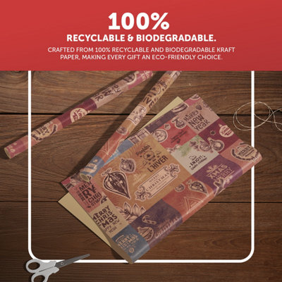 Kraft & Co 2 Pack Christmas Wrapping Paper Roll (Festive)