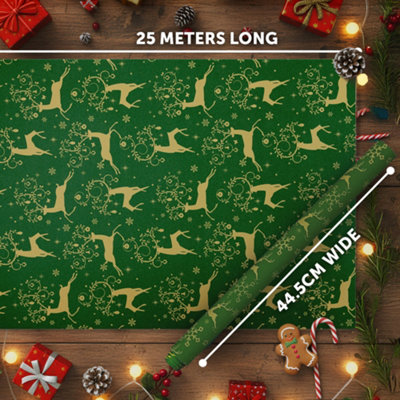 Kraft & Co 2 Pack Christmas Wrapping Paper Roll- Reindeer