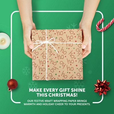 KRAFT & CO 2 PACK CHRISTMAS WRAPPING PAPER ROLL (SANTA)