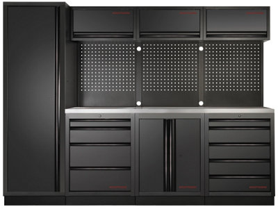 Kraftwerk Modular Combination Unit - Black / St Steel Worktop (2.6m ...