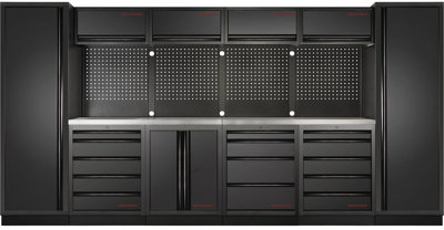 Kraftwerk Modular Combination Unit - Black / St Steel Worktop (3.92m ...
