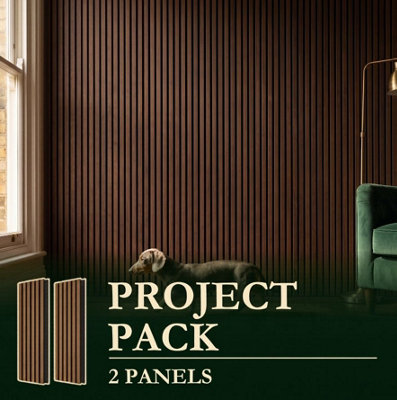 KRAUS EASY LIVING - DARK OAK ACOUSTIC SLAT WALL PANELS - 2 PANEL PACK ...
