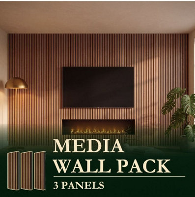 KRAUS EASY LIVING - MEDIUM OAK ACOUSTIC SLAT WALL PANELS - 3 PANEL PACK ...