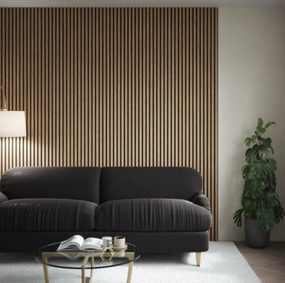 Kraus Easy Living - Natural Oak - Acoustic Slat Wall Panel - (L) 240cm ...