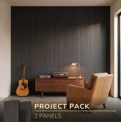 Kraus Easy Living - Slate Grey - Acoustic Slat Wall Panel x2 Pack - (L ...