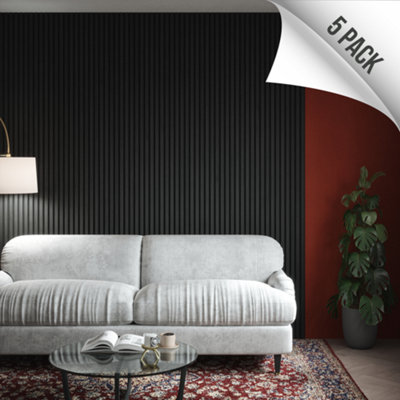 Kraus Easy Living - Slate Grey - Acoustic Slat Wall Panel x5 Pack - (L ...