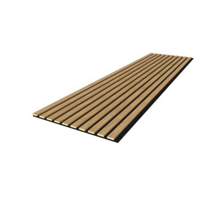 Kraus LUX - Natural Oak - Wide Slat Acoustic Wall Panel (L) 240cm x (W ...