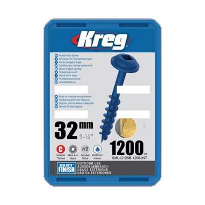 Kreg Blue-Kote WR Pocket Screws - 32mm / 1-1/4" No. 8 Crse Wa