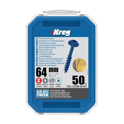 Kreg Blue-Kote WR Pocket Screws - 64mm / 2-1/2" No. 8 Crse 50PK
