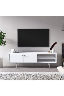 Kros TV Stand with 2 Shelves and 2 Cabinets, 140 x 35 x 45 cm TV Unit ...