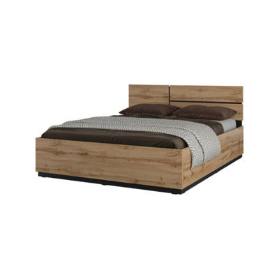 Kross European King Bed Frame in Rustic Oak Wotan - 160x200cm Stylish ...