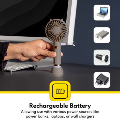 KRYPTON Rechargeable Mini Fan Multifunctional Personal Portable Fan ...