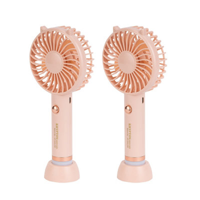 KRYPTON Rechargeable Mini Fan Personal Portable Fan & LED Light, Pink ...