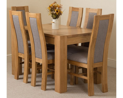 Kuba 125 x 80 cm Chunky Oak Small Dining Table and 6 Chairs Dining Set ...