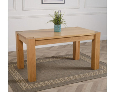 Kuba 150 x 85 cm Chunky Medium Oak Dining Table and 6 Chairs Dining Set ...