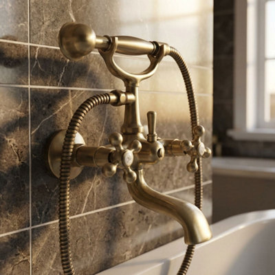 Kuchinox Elegant Antique Brass Bathroom Bath Tap with Ancient Retro ...