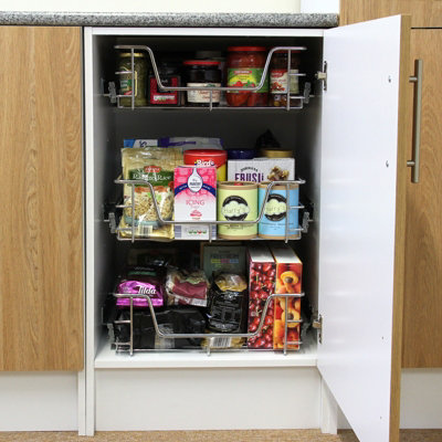 KuKoo 4 x Kitchen Pull Out Baskets, 500mm Wide Cabinet, Soft Close Wire ...