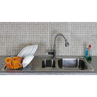 KuKoo Stainless Steel Kitchen Sink Basin & Padstow Tap, Reversible ...