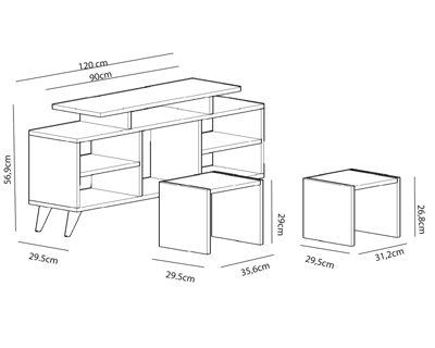 Kutay TV Stand for TVs up to 55" with 2 Side Tables