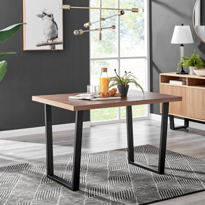 Kylo Rectangular 4 Seat Wood Effect Dining Table with Black Metal U Shape Legs Modern Industrial