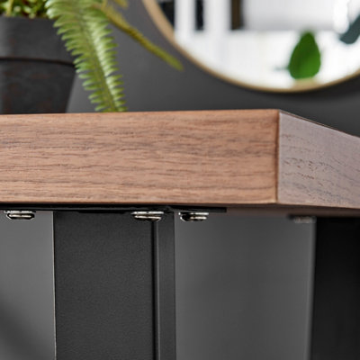 Kylo Rectangular 4 Seat Wood Effect Dining Table with Black Metal U ...